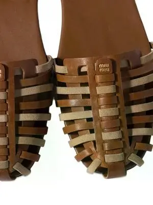 Miu Miu Nappa And Suede Leather Sandals - Brown