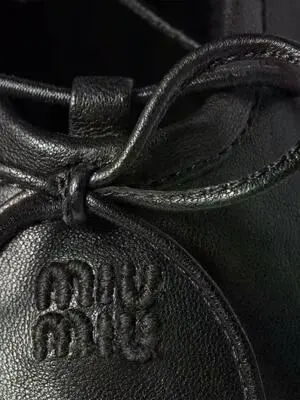 Miu Miu Nappa Leather Ballerinas With Embroidered Logo