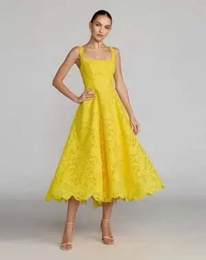 Mac Duggal Lace A-line Midi Dress