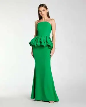 Mac Duggal Strapless Peplum Trumpet Gown - Spring Green