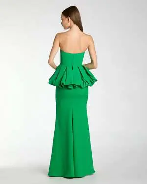 Mac Duggal Strapless Peplum Trumpet Gown - Spring Green