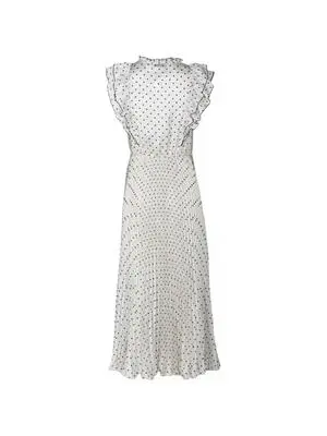 SELF-PORTRAIT Polka-dot Ruffled Midi Dress
