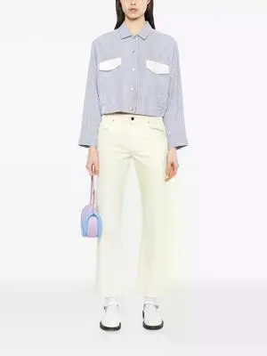AGNES B. Striped Cropped Jacket