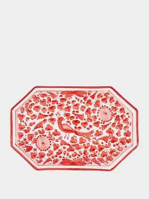 LES-OTTOMANS Handpainted Ceramic Tray - Red
