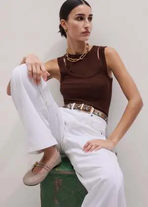 ME+EM Mesh Ballerina Flats - Gold