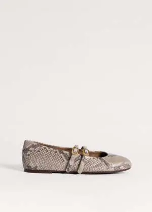 ME+EM Round Toe Ballerina Flats - White/grey