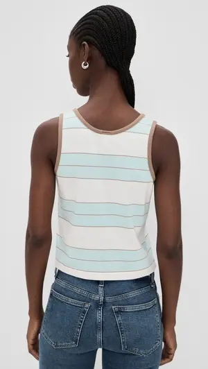 RE/DONE Bama Tank Top Striped Crewneck Sleeveless Jersey