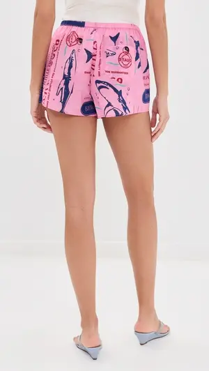 Staud Paddle Printed Shorts - Parcel Print Pink