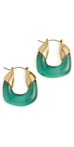 LIZZIE FORTUNATO Mini Organic Hoop Earrings - Green