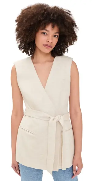 Good American Linen-blend Belted Vest
