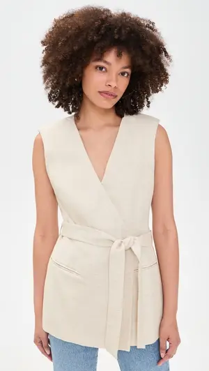 Good American Linen-blend Belted Vest