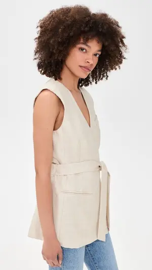 Good American Linen-blend Belted Vest