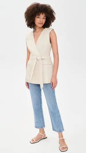 Good American Linen-blend Belted Vest