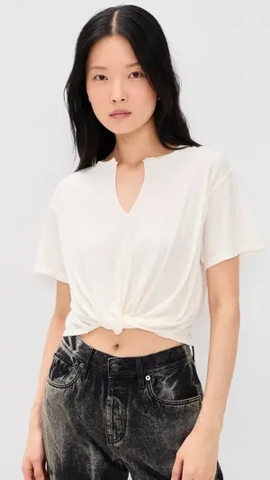 R13 Twisted Front Tee - Ecru