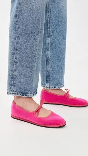 VIBI VENEZIA Brigitte Velvet Mary Janes Flats