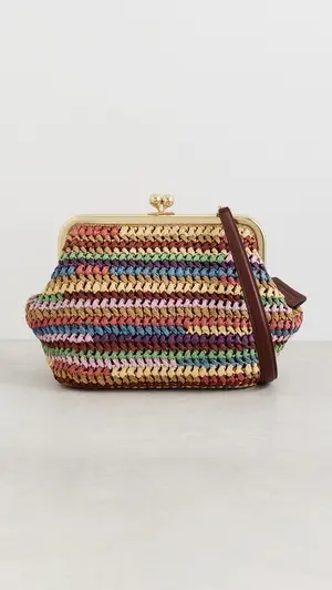 COACH Large Weave Straw Kisslock Frame Bag 27