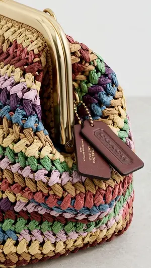 COACH Large Weave Straw Kisslock Frame Bag 27