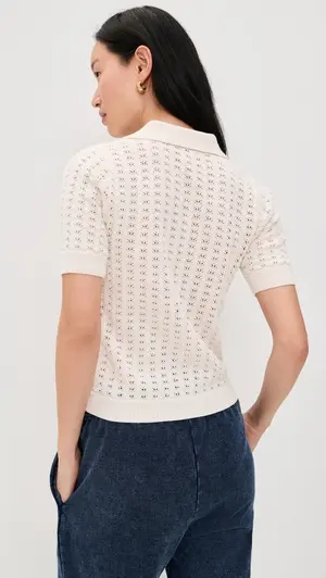 Marine Layer Piper Knit Resort Shirt - Cream