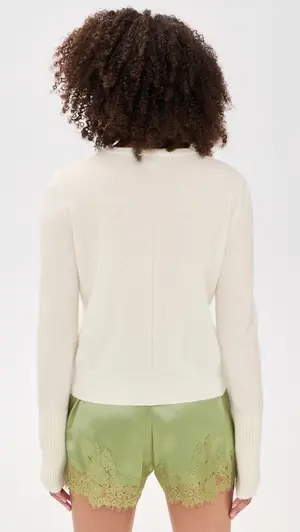 LA LIGNE Solid Lean Lines Cashmere Cardigan - Cream