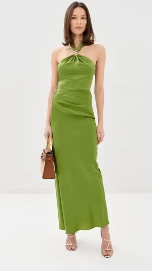 Veronica Beard Izaren Halter Neck Maxi Dress - Cactus