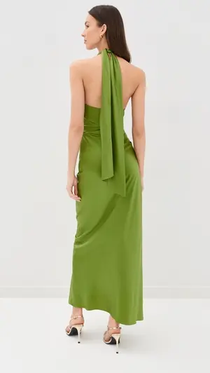 Veronica Beard Izaren Halter Neck Maxi Dress - Cactus