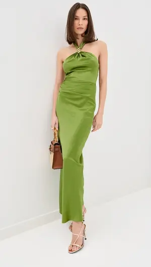 Veronica Beard Izaren Halter Neck Maxi Dress - Cactus