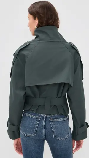 Lioness Blanc Cropped Trench Coat - Olive