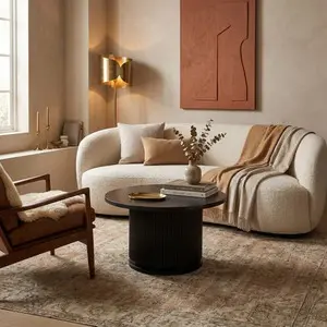 OLIVE GROVE Pedestal Coffee Table With Ribbed Base
