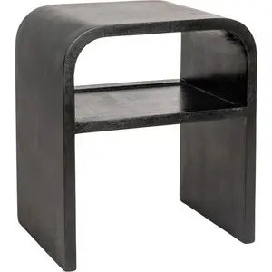 OLIVE GROVE Modern Waterfall Edge End Table With Shelf - Black