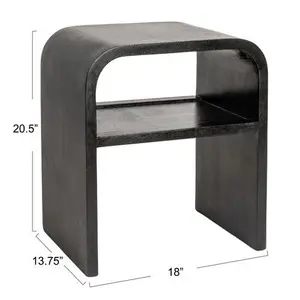 OLIVE GROVE Modern Waterfall Edge End Table With Shelf