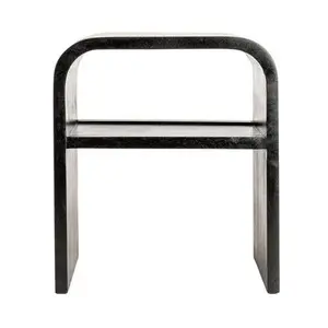 OLIVE GROVE Modern Waterfall Edge End Table With Shelf