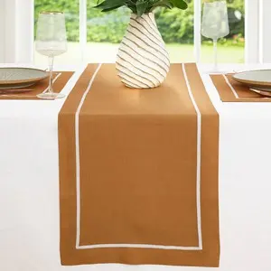 Solino Home Linen Table Runner For Dining Table - Brown Sugar