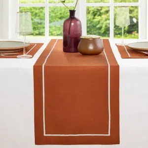 Solino Home Linen Table Runner For Dining Table - Cinnamon