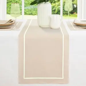 Solino Home Linen Table Runner For Dining Table - Natural