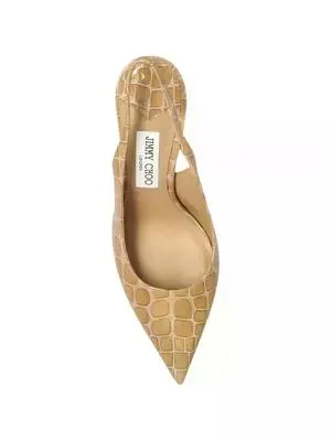 JIMMY CHOO Love Slingback Pointed Leather Pumps - Neutrals
