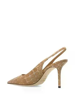 JIMMY CHOO Love Slingback Pointed Leather Pumps - Neutrals