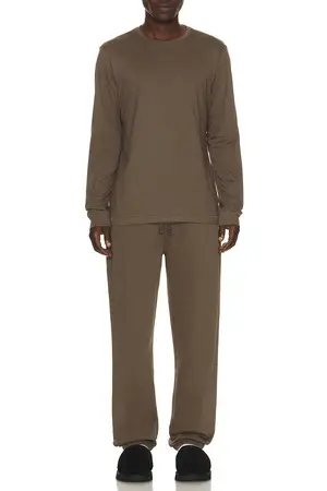 SKIMS Cotton Long Sleeve T-shirt In Brown