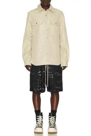 Rick Owens Outershirt In Cream - Sand