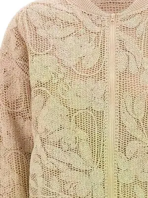 KANGRA Floral Embroidery Zip Bomber Jacket