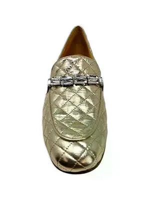 MADISON MAISON Quilted Loafers With -tone Jewelled Detail - Gold