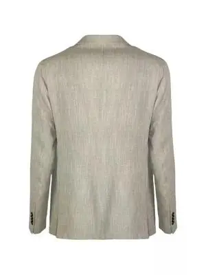 Tagliatore Herringbone Button Jacket - Neutrals