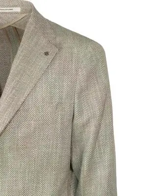 Tagliatore Herringbone Button Jacket - Neutrals