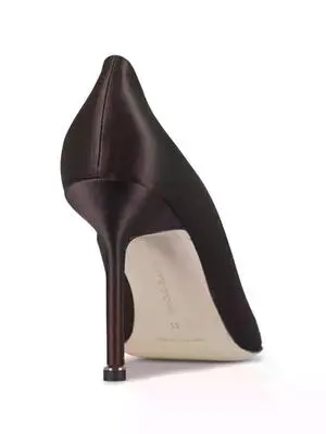Manolo Blahnik Hangisi 90 Embellished Satin Pumps - Brown