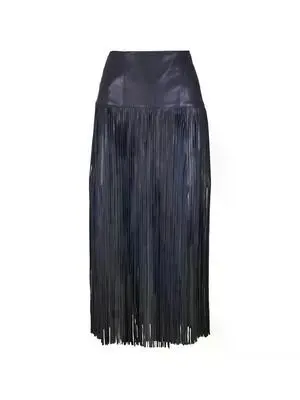 TWP Fringed Leather Midi Skirt