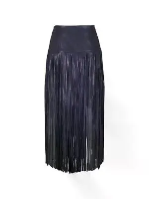 TWP Fringed Leather Midi Skirt