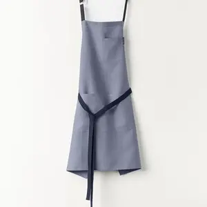 Solino Home Classic Linen Bib Apron For & With Front Pockets - Grey/black