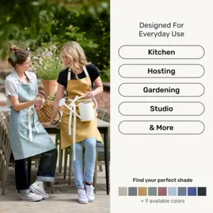 Solino Home Classic Linen Bib Apron For & With Front Pockets - Grey/black