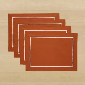 Solino Home Linen Placemats Set Of 4, 14 X 19 Inch For Dining Table - Cinnamon