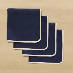 Solino Home Linen Dinner Napkins Set Of 4, 20 X 20 Inch For Dining Table - Navy