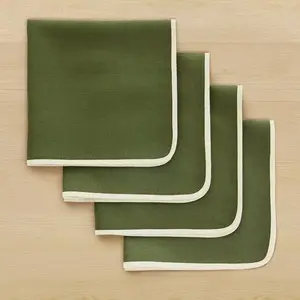 Solino Home Linen Dinner Napkins Set Of 4, 20 X 20 Inch For Dining Table - Olive